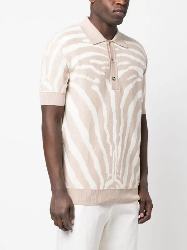 Balmain Zebra-jacquard Polo Shirt