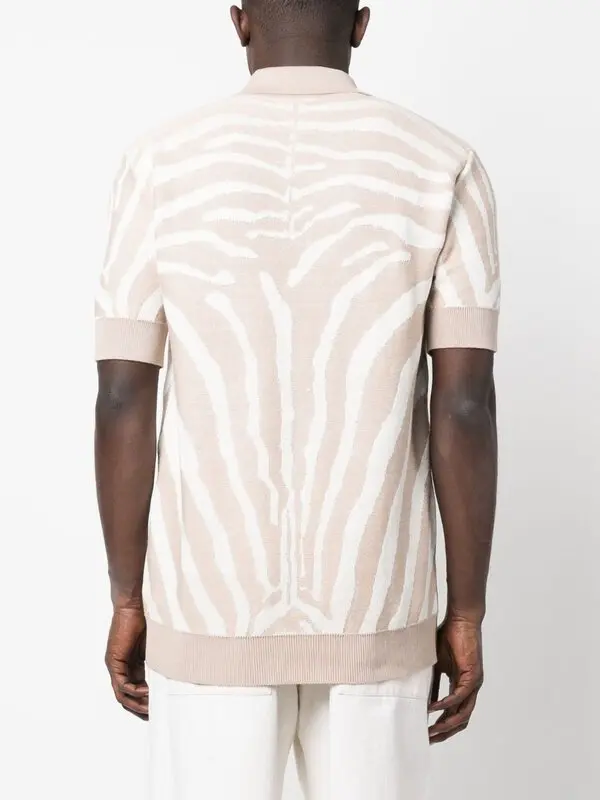 Balmain Zebra-jacquard Polo Shirt