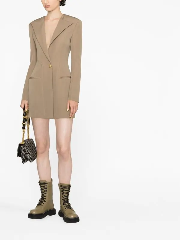 Balmain Single-breasted Blazer Dress - Brown