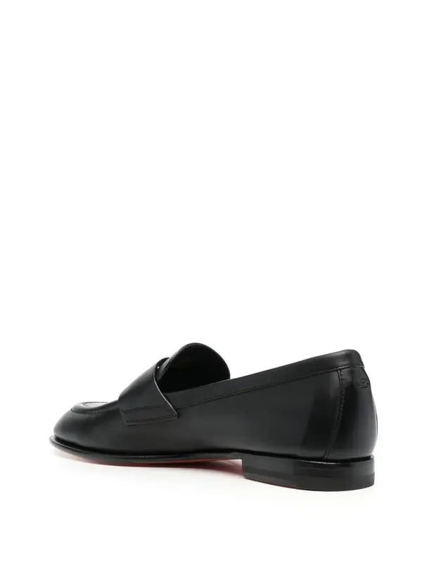 Santoni Penny Leather Loafers - Black