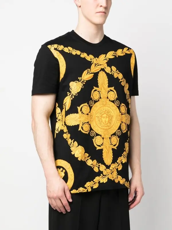 Versace Signature Greca-Print T-Shirt In Black - 50% Off