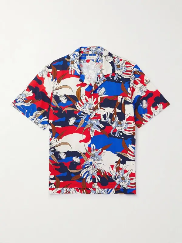 Moncler Camp-collar Printed Cotton-poplin Shirt