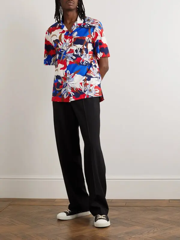 Moncler Camp-collar Printed Cotton-poplin Shirt