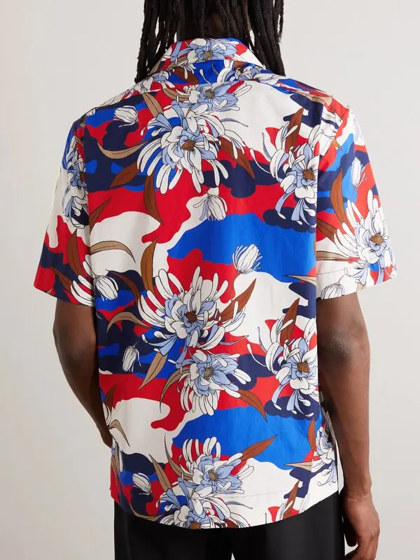 Moncler Camp-collar Printed Cotton-poplin Shirt