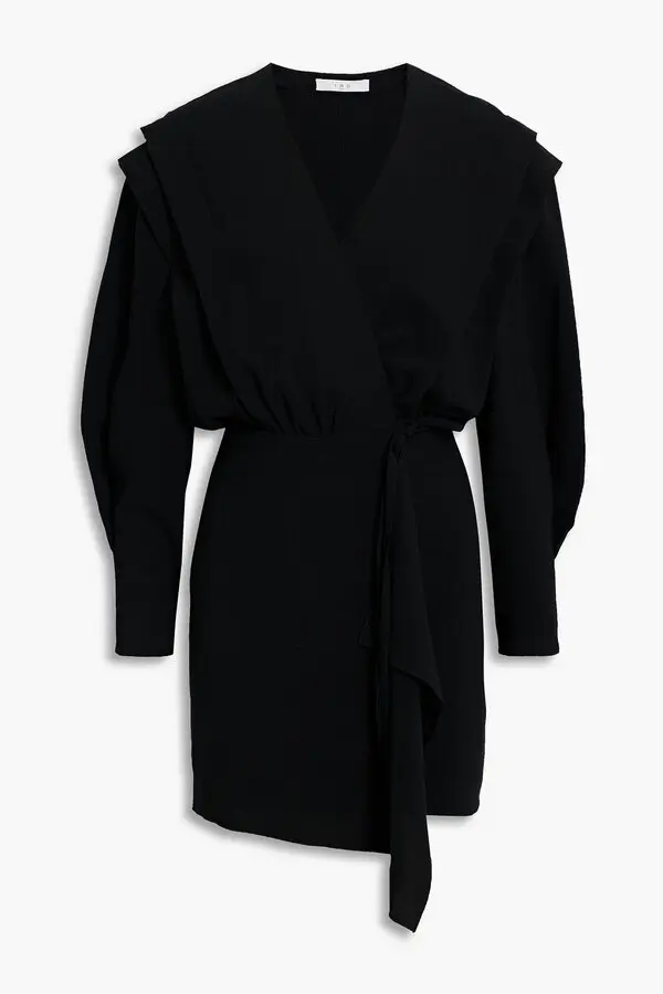 IRO PARIS Rixton Pleated Crepe Mini Wrap Dress