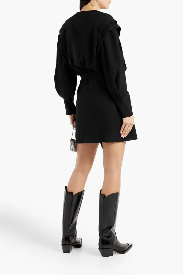 IRO PARIS Rixton Pleated Crepe Mini Wrap Dress