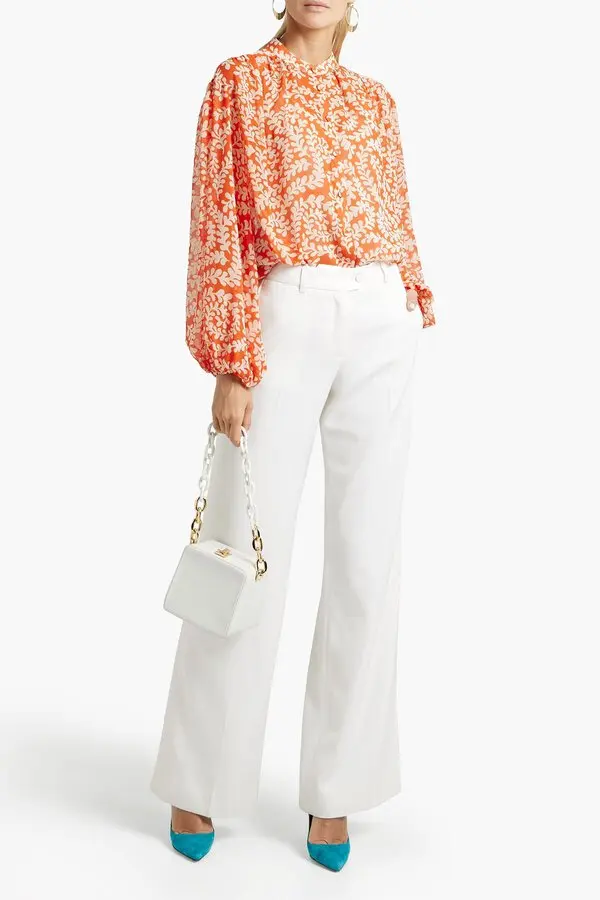 Diane Von Furstenberg Bristol Gathered Printed Chiffon Blouse