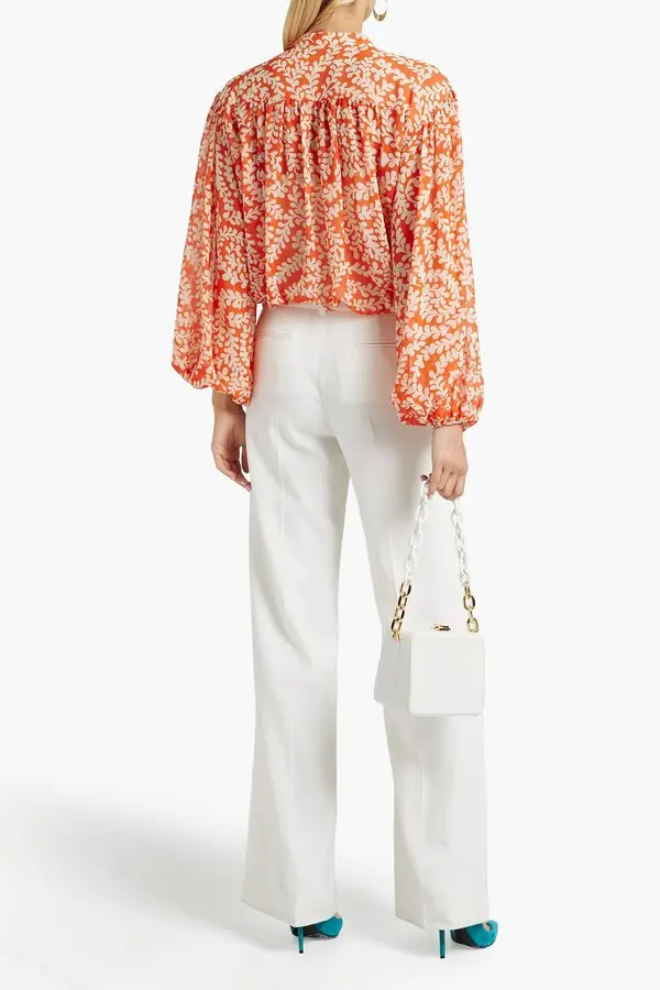 Diane Von Furstenberg Bristol Gathered Printed Chiffon Blouse