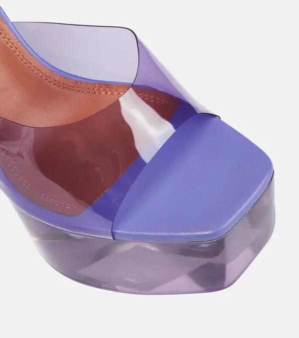 Amina Muaddi Dalida Glass Platform Mules - Purple
