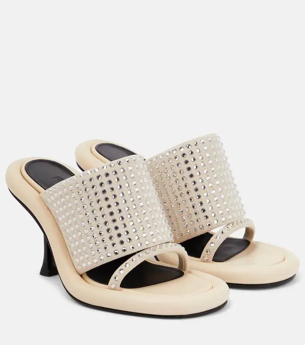 JW Anderson Bumper Tube Embellished Leather Sandals - Beige