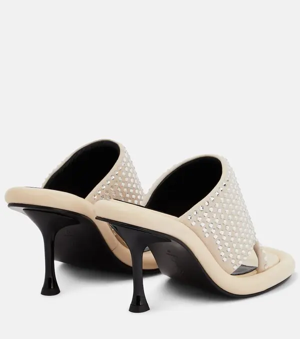 JW Anderson Bumper Tube Embellished Leather Sandals - Beige