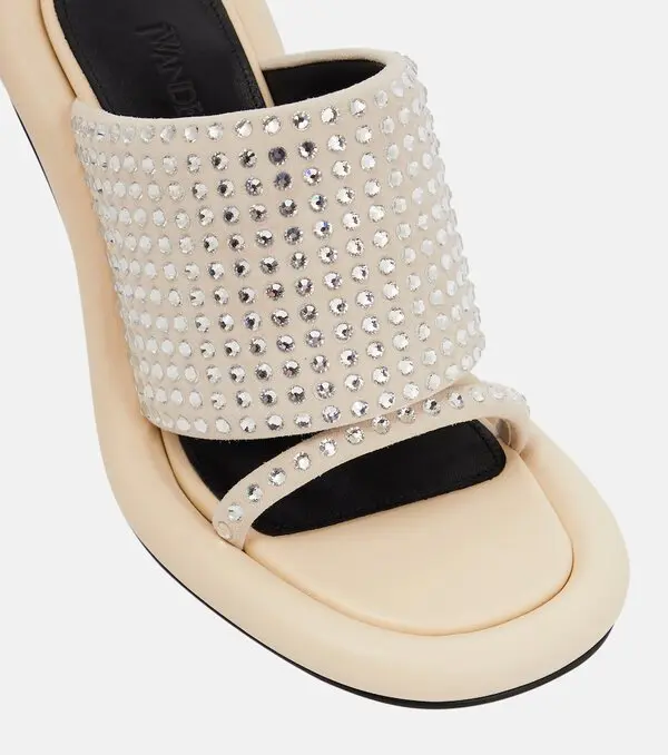 JW Anderson Bumper Tube Embellished Leather Sandals - Beige