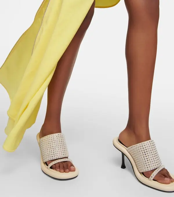 JW Anderson Bumper Tube Embellished Leather Sandals - Beige