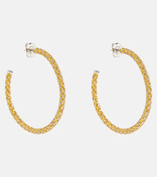 Amina Muaddi Cameron Crystal-embellished Hoop Earrings - Orange