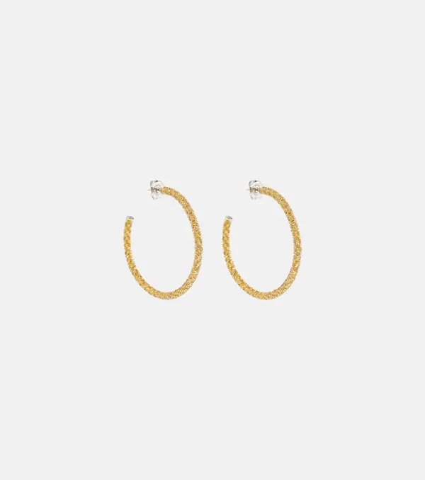 Amina Muaddi Cameron Crystal-embellished Hoop Earrings - Orange