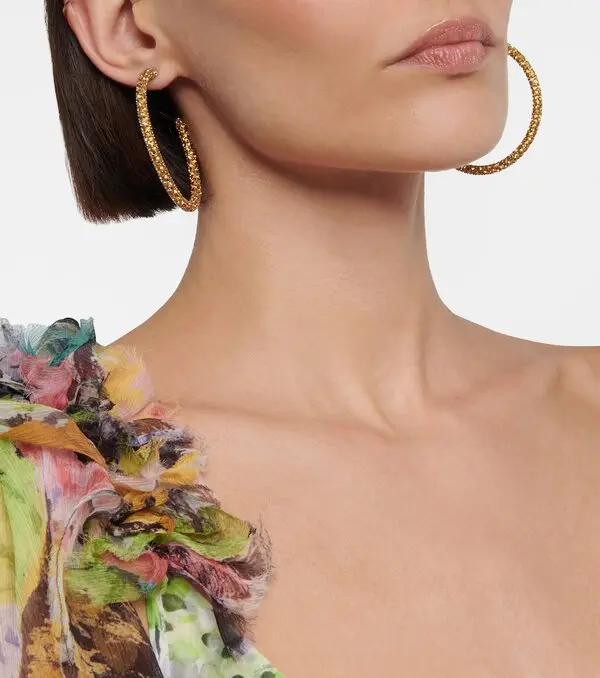 Amina Muaddi Cameron Crystal-embellished Hoop Earrings