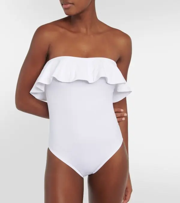 KARLA COLLETTO Ruffle-trimmed Off-shoulder One-piece Swimsuit - White