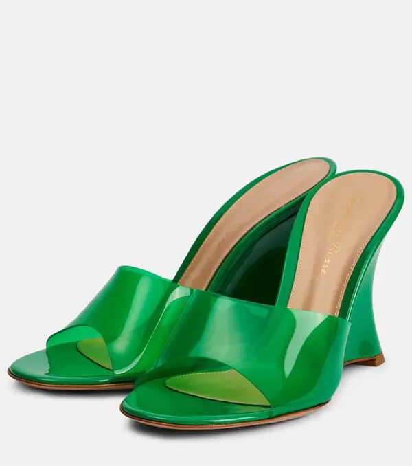 GIANVITO ROSSI Vernice Pvc Wedge Mules