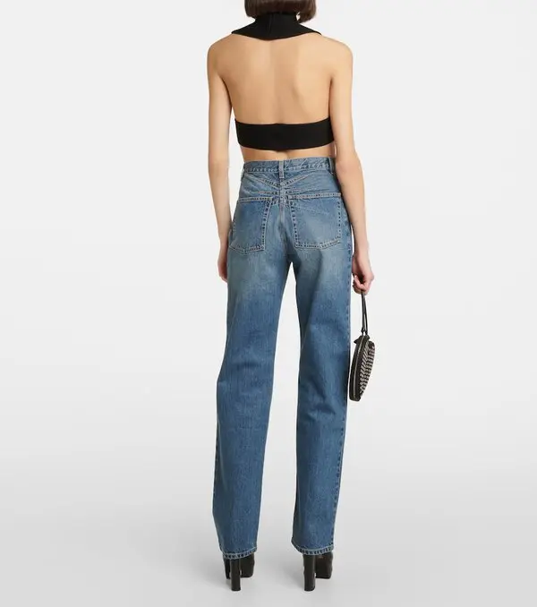 Alaïa Ribbed-knit Halterneck Crop Top - Black