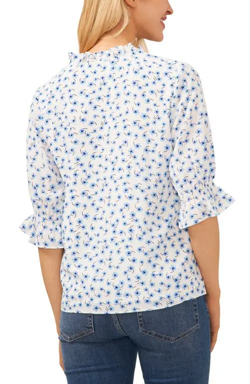CECE DUPRAZ Floral Tie Neck Blouse - New Ivory