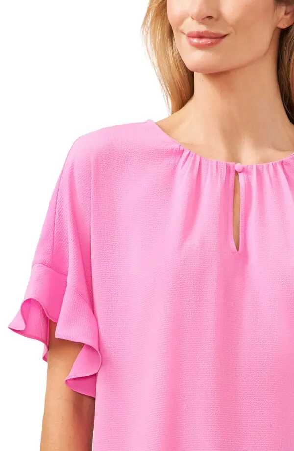 CECE DUPRAZ Ruffle Sleeve Crepe Blouse