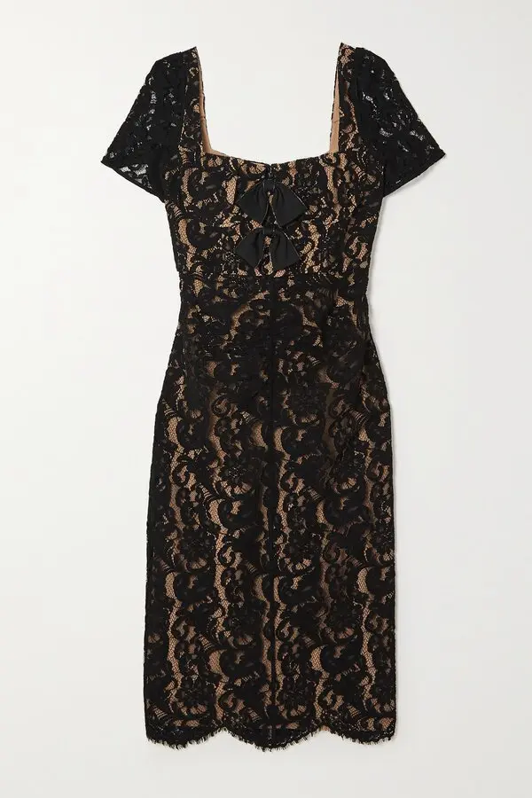 chinese dress ladies Self-Portrait - Black Sweetheart Lace Midi Dress