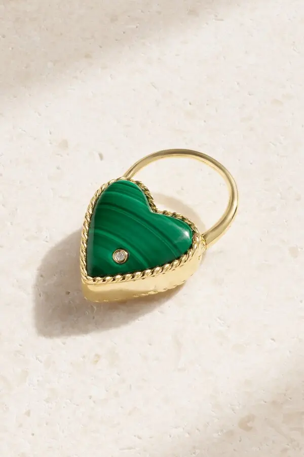 Yvonne Léon 9-karat Malachite And Diamond Single Earring - Gold