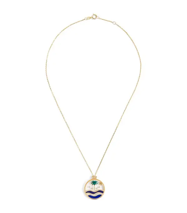 L'ATELIER NAWBAR Yellow Gold, Diamond And Malachite Biladi Palm Necklace - Blue