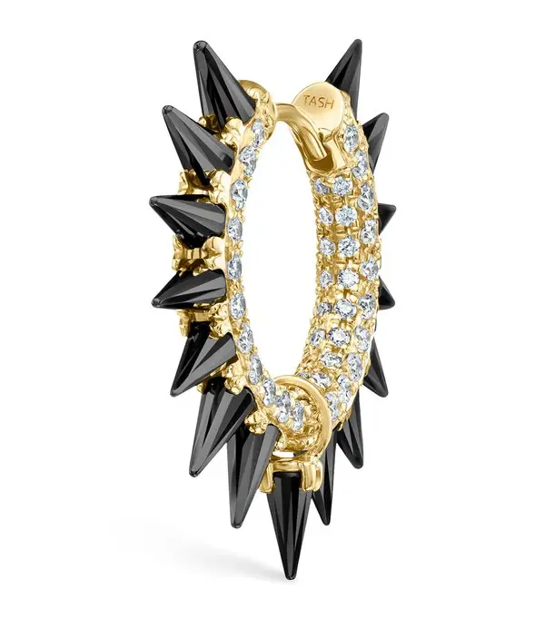 MARIA TASH Yellow Black Moissanite Mohawk And Diamond Pavé Hoop Earring - Gold