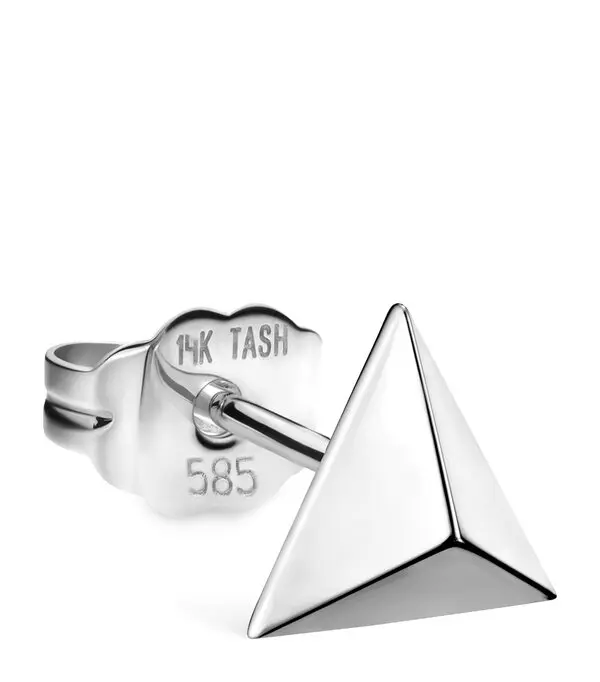 MARIA TASH Gold Faceted Triangle Stud Earring - White
