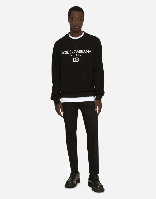 Dolce & Gabbana Round-neck Sweatshirt With Dg Embroidery