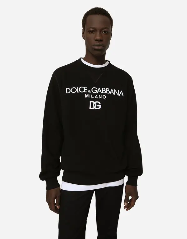 Dolce & Gabbana Round-neck Sweatshirt With Dg Embroidery