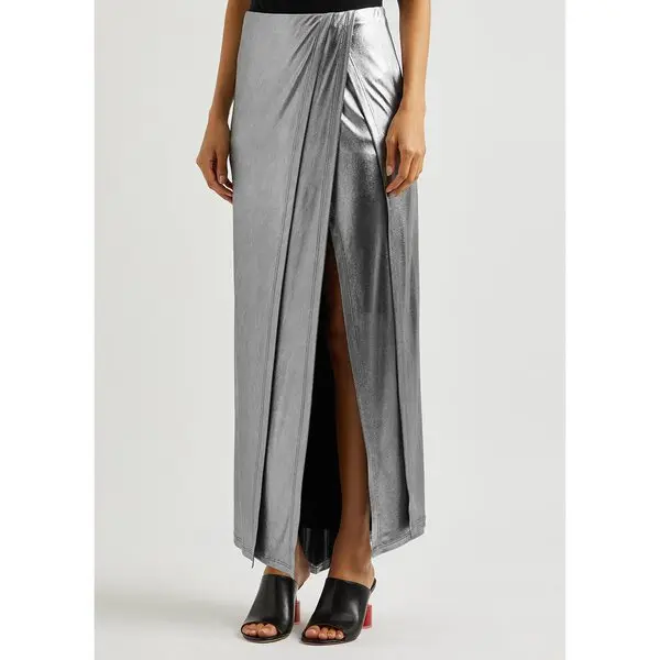 Loewe Metallic Lamé Maxi Wrap Skirt