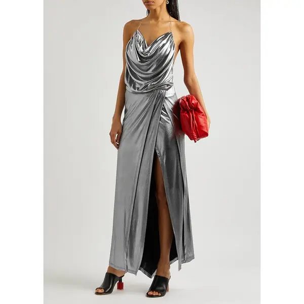 Loewe Metallic Lamé Maxi Wrap Skirt