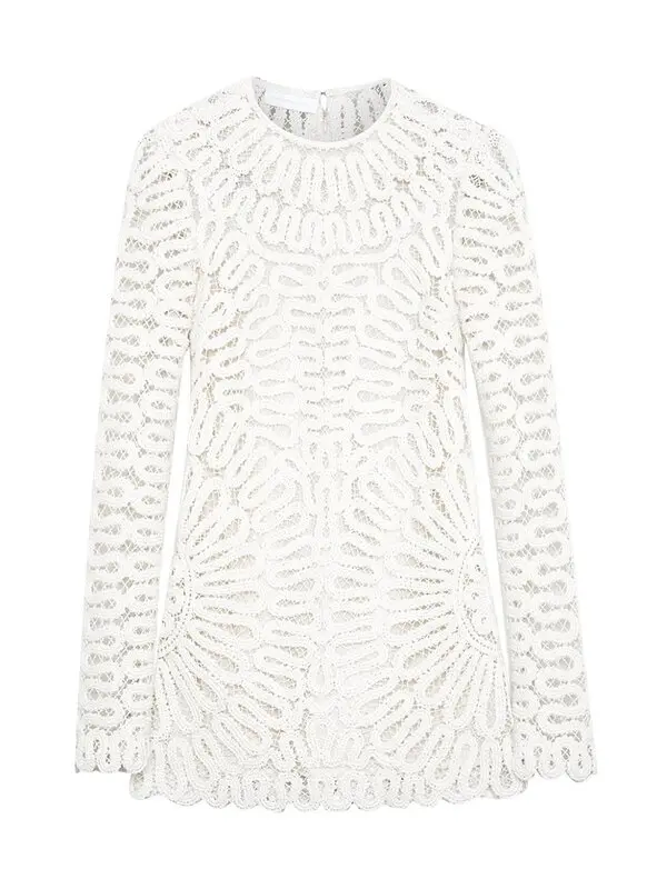 Simkhai Mccall Crocheted Long-sleeve Minidress - White