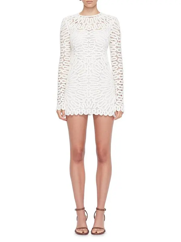 Simkhai Mccall Crocheted Long-sleeve Minidress - White