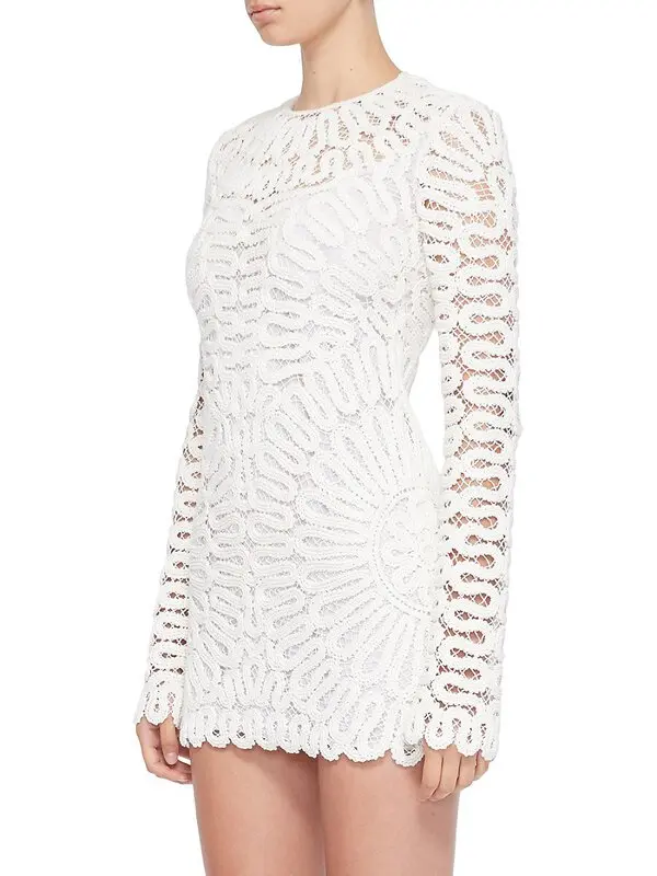 Simkhai Mccall Crocheted Long-sleeve Minidress - White