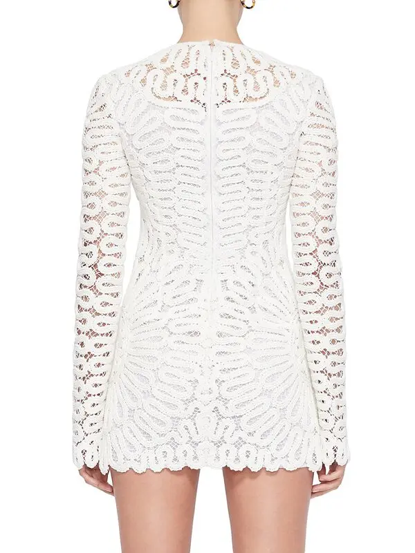 Simkhai Mccall Crocheted Long-sleeve Minidress - White