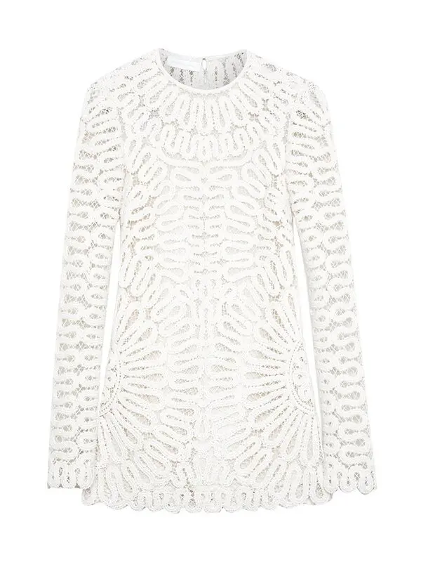 Simkhai Mccall Crocheted Long-sleeve Minidress - White