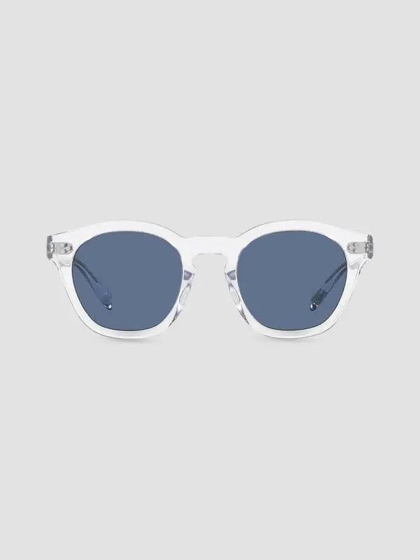Oliver Spencer Rorke 47mm Round Mirrored Sunglasses - Blue