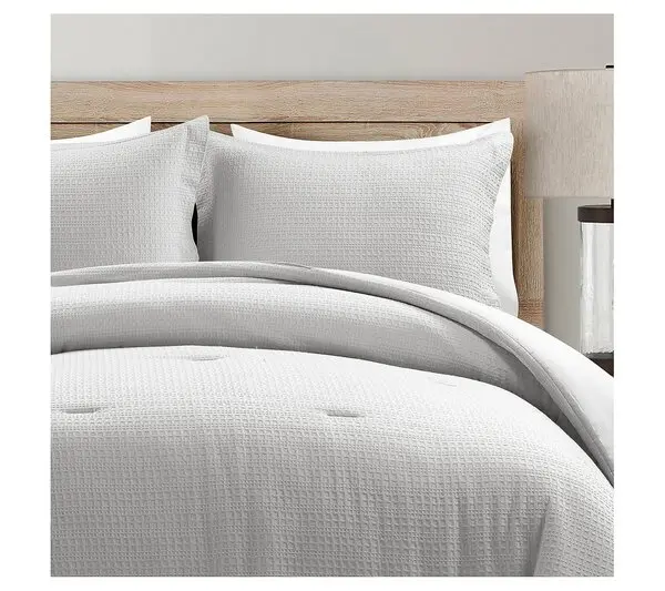 LUSH DECOR Haniya Waffle Woven Cotton Comforter Gray 3-pc King - One-color