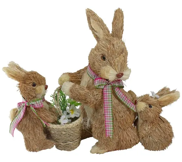 NORTHLIGHT 12.5' Sisal Mommy W/baby Bunnies Fig Re - One-color