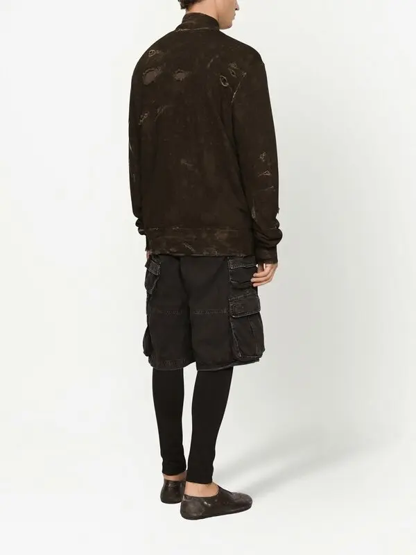 Dolce & Gabbana Logo Ripped Zip-up Sweatshirt