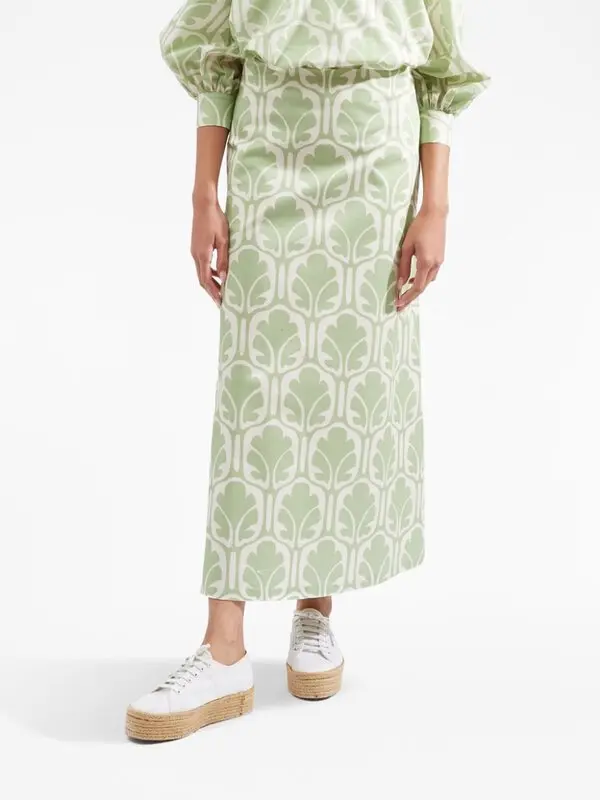 La DoubleJ Printed A-line Midi Skirt