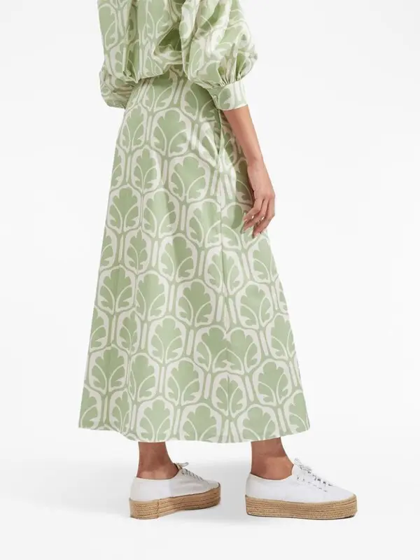 La DoubleJ Printed A-line Midi Skirt