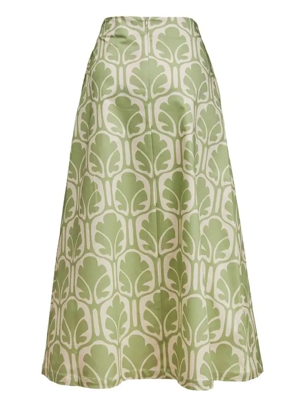 La DoubleJ Printed A-line Midi Skirt