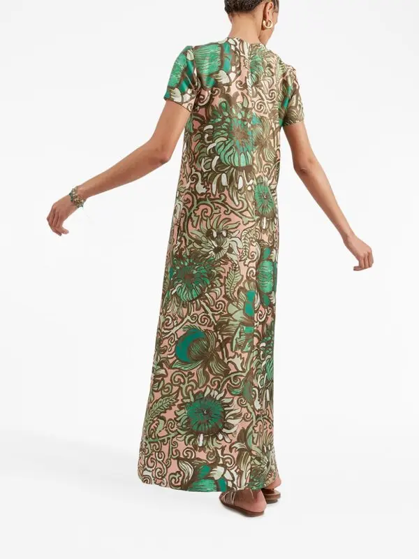 La DoubleJ Swing Floral-print Silk Shirt Dress - Neutrals