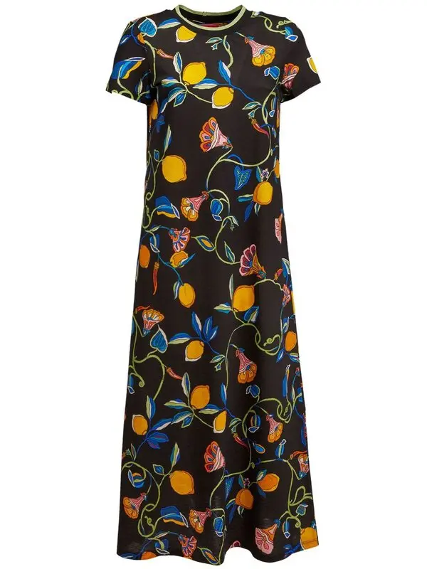La DoubleJ Printed Floral Midi Dress