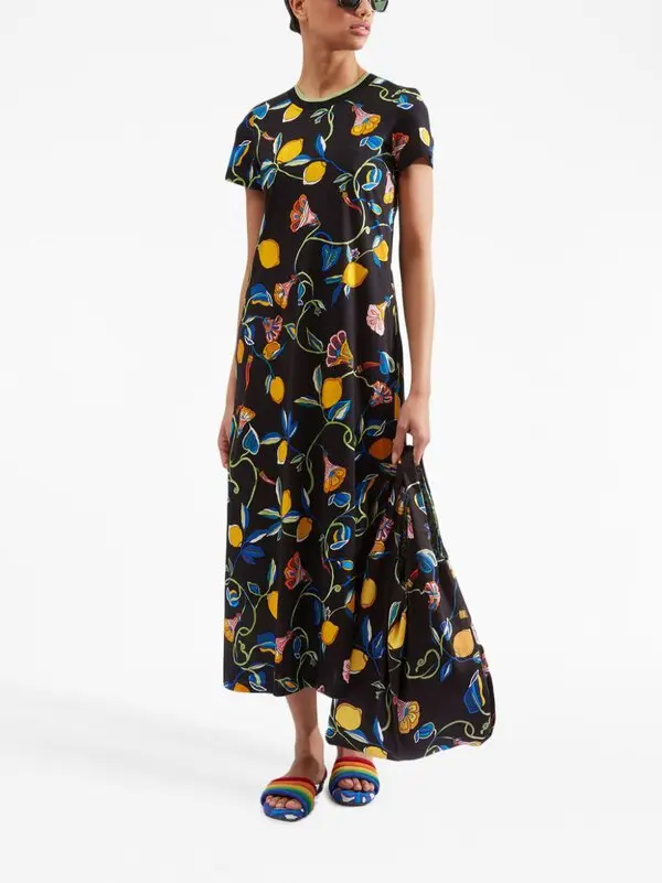 La DoubleJ Printed Floral Midi Dress