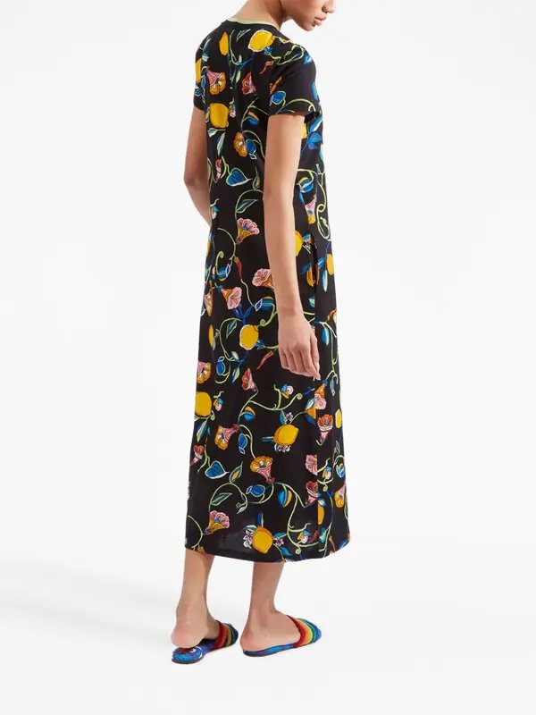 La DoubleJ Printed Floral Midi Dress